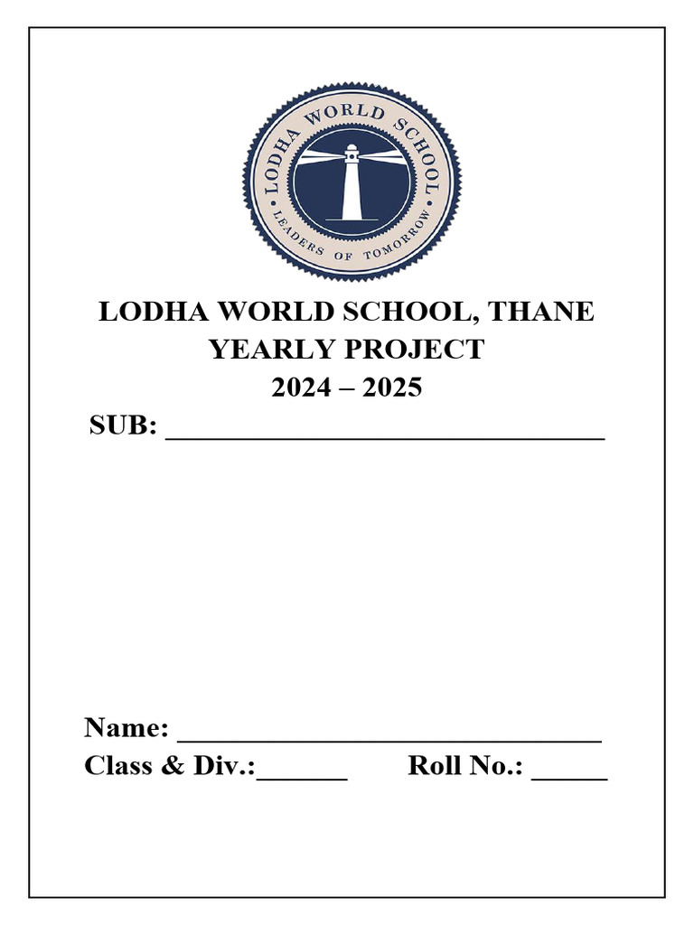 Lodha World School Project Cover Page | PDF
