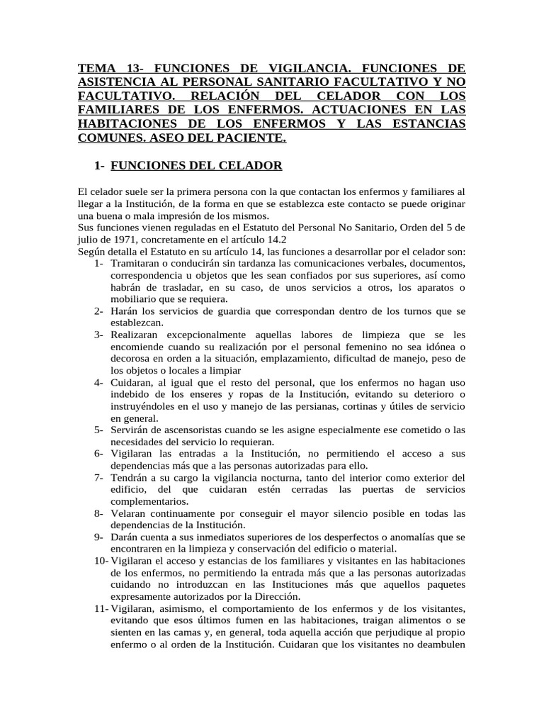 TEMA 13 CELADORES | PDF | Comunicación | Colchón