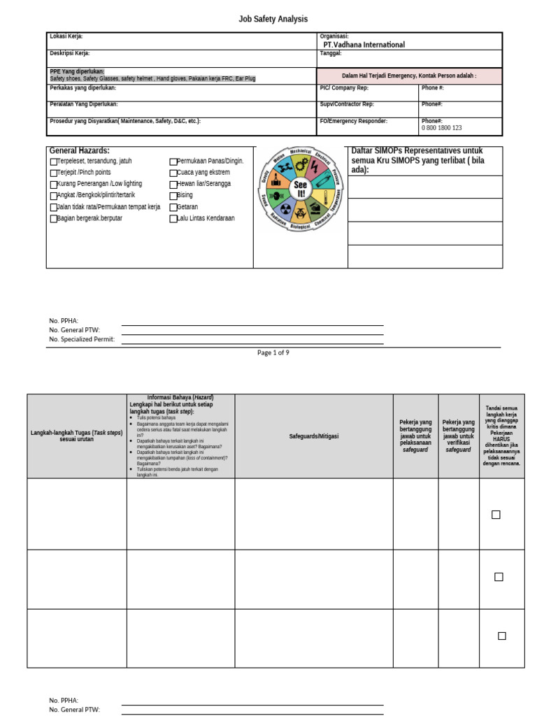 Analisis Keselamatan Kerja JSA PT Vadhana | PDF