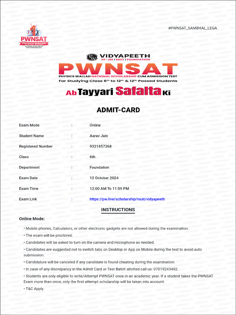 admit-card (1) | PDF