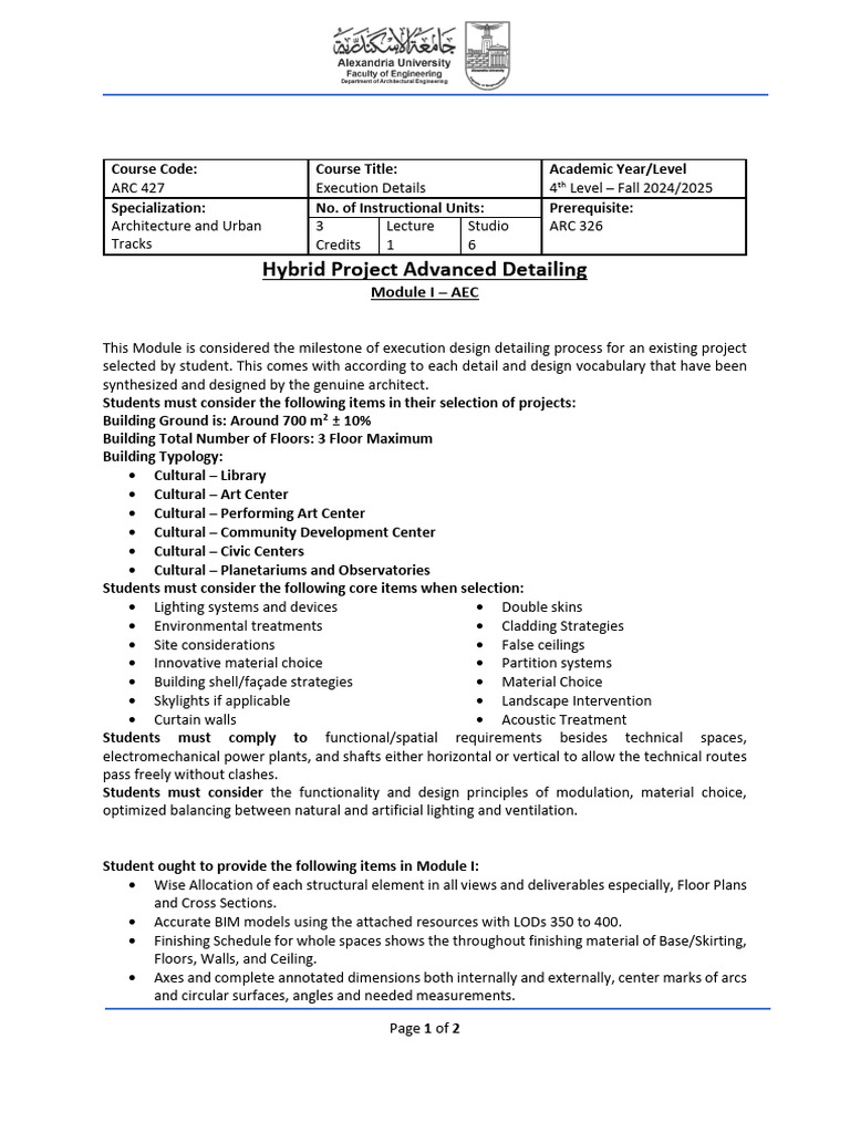 Advanced Detailing Course Module Overview | PDF