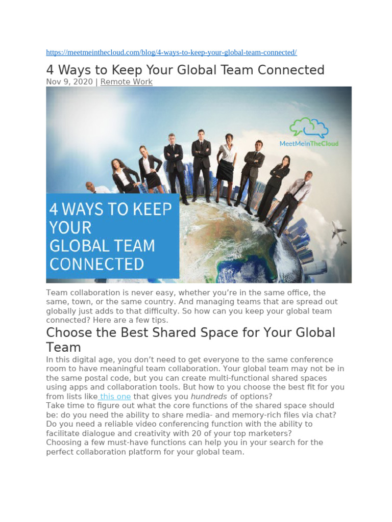 Connect Your Global Team Effectively | PDF | Collaboration | Communication