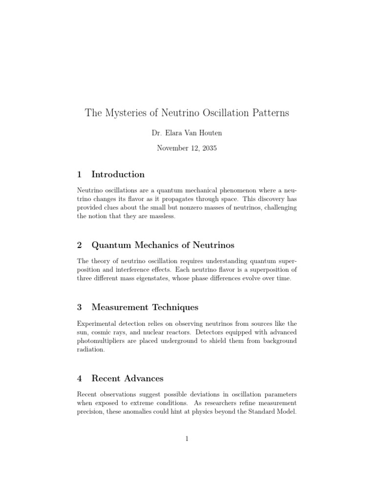 The Mysteries of Neutrino Oscillation Patterns | PDF