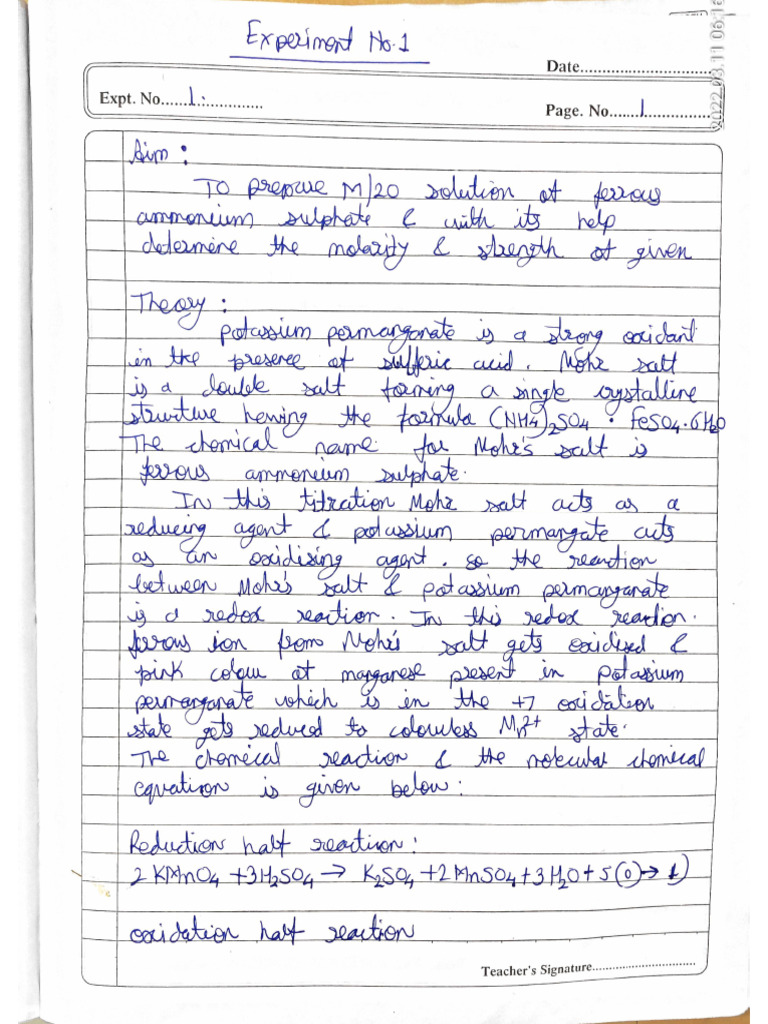 Chemistry Practicals | PDF