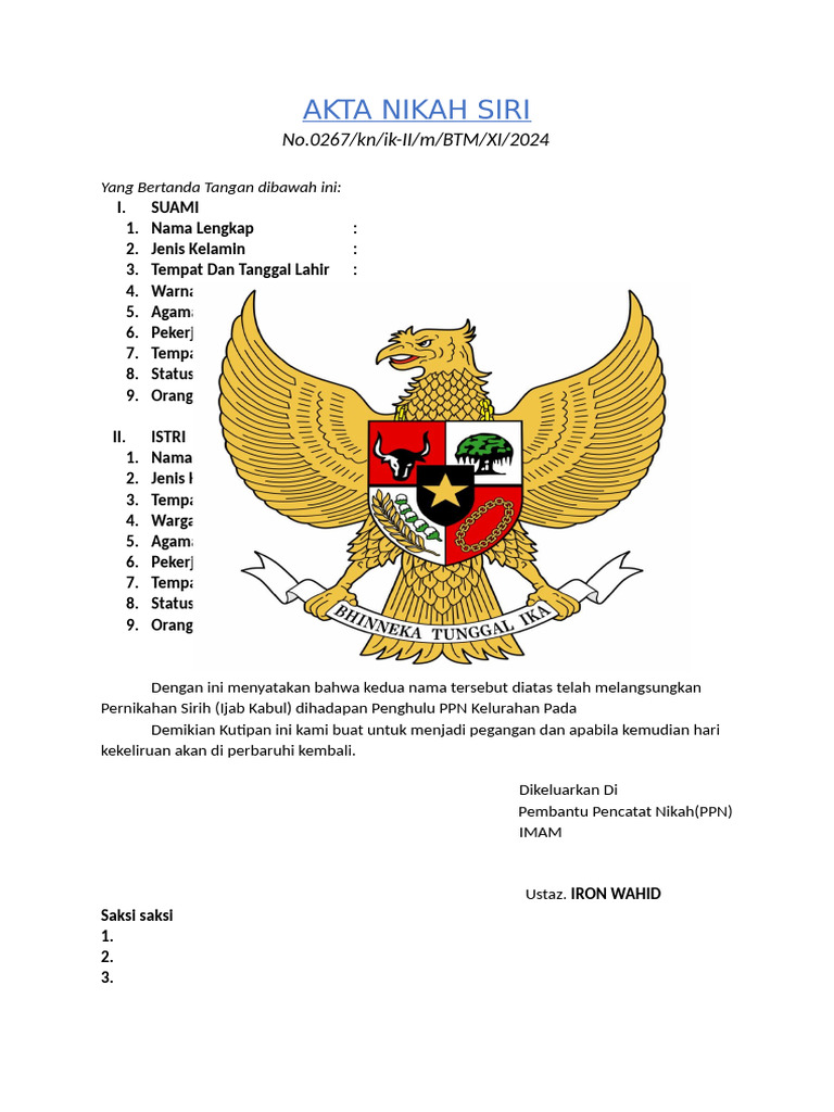 Akta Nikah Siri | PDF