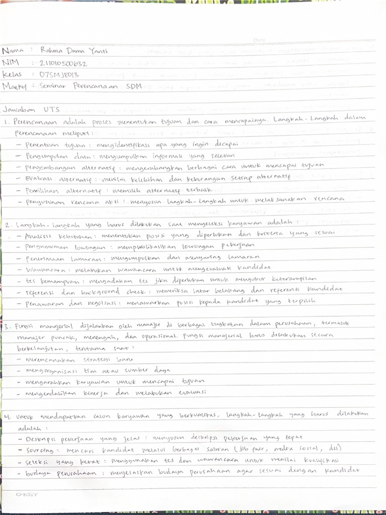 UTS Seminar Perencanaan SDM | PDF