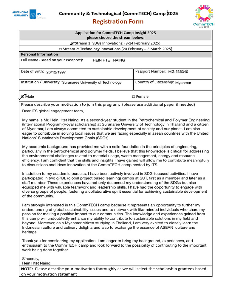 CommTECH Camp Insight 2025 Registration Form | PDF
