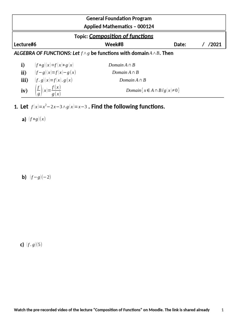 Lecture#6.1 - Composition of Functions | PDF | Mathematics | Analysis