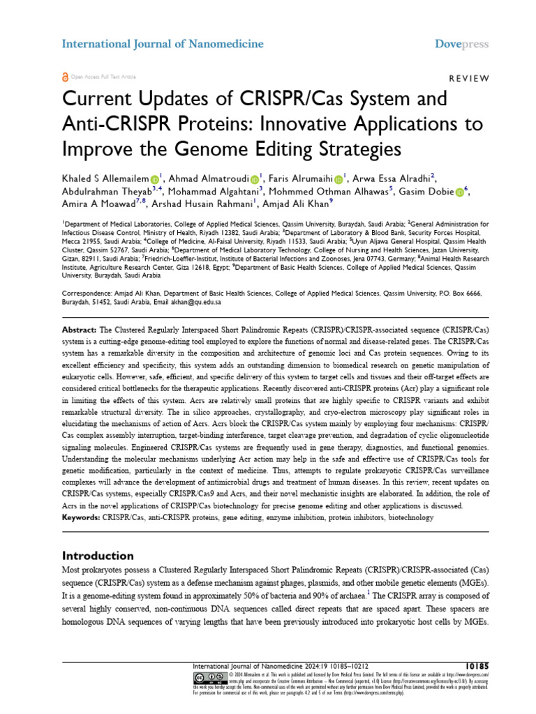 Current Updates of CRISPRCas System and Anti-CRISP | PDF | Crispr ...