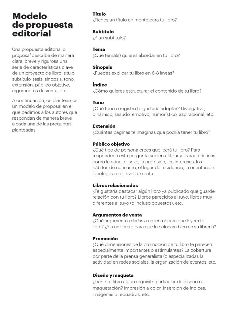 Modelo de Propuesta Editorial | PDF