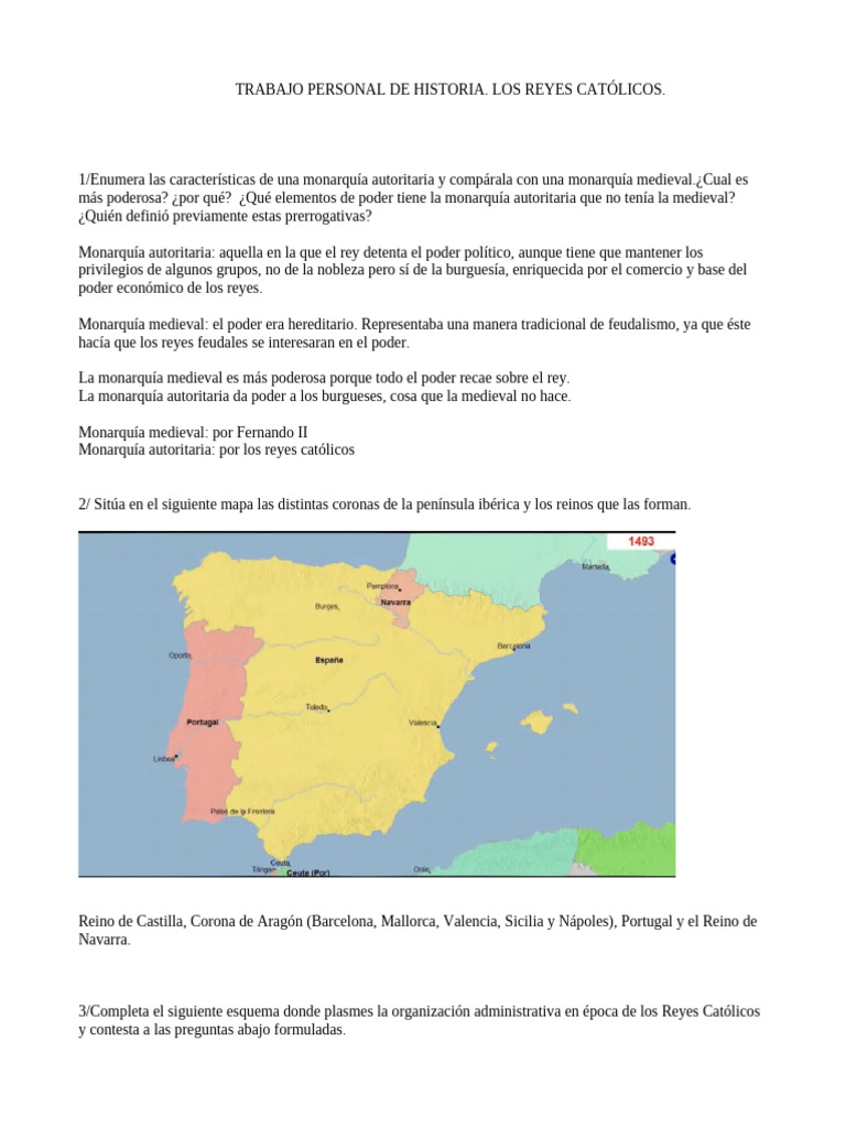 t.p. Tema 6. Los RRCC | PDF | Edades medias | España