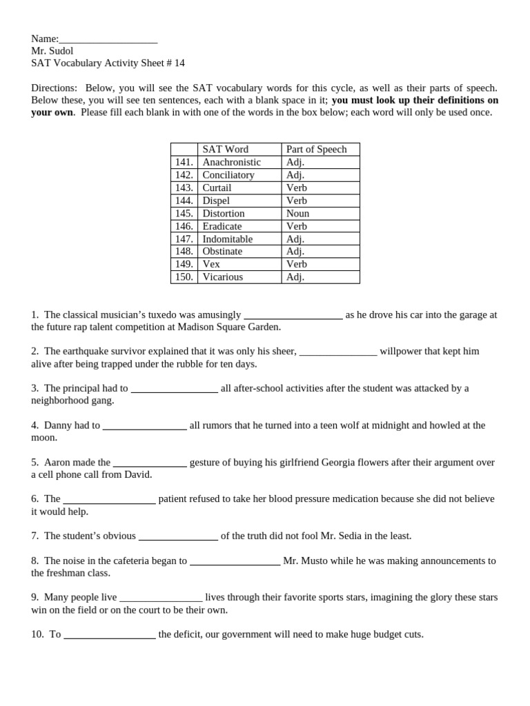 SAT Word List 14 | PDF | Linguistics | Grammar