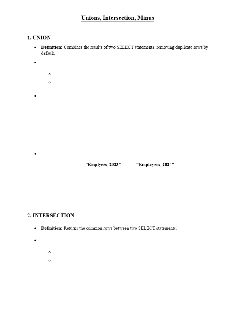 Unions Intersection Minus Assignment 5 | PDF | Table (Database) | Data Management