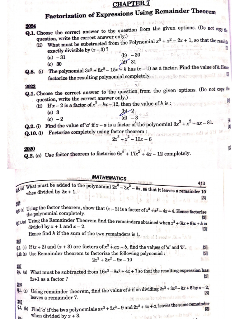 Remainder Factor Theorem and Metallury | PDF