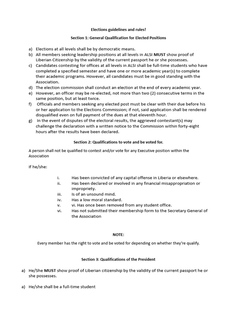 Elections Guidelines and Rules | PDF | Doctor Of Philosophy | Bachelor ...