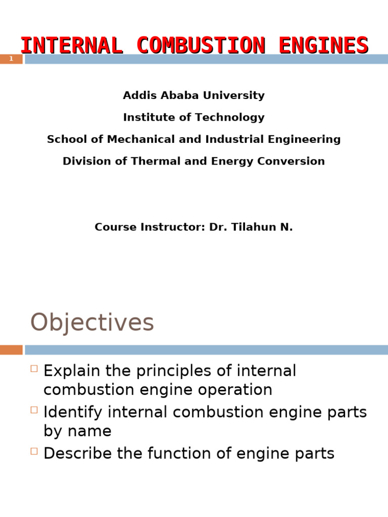PART I - Introduction to IC Engines | PDF | Internal Combustion Engine | Engines