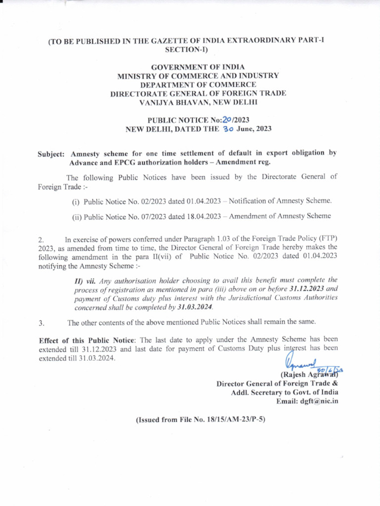 PN 20 30.06.23 - Amnesty Scheme Extension | PDF