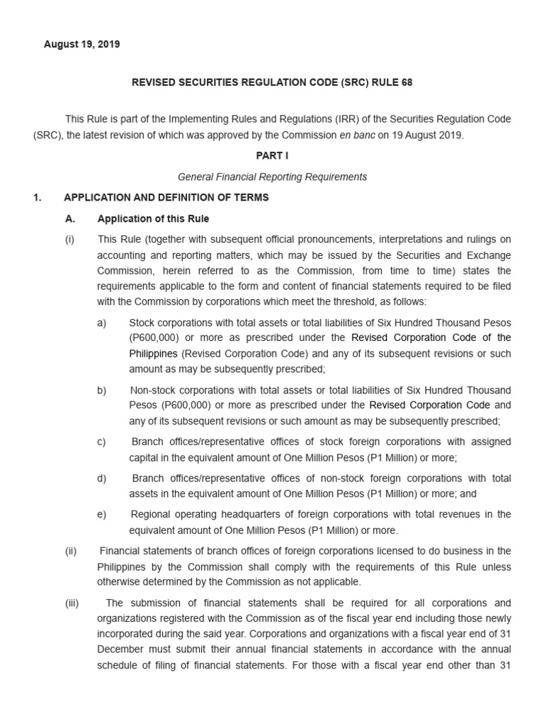 2019 Revision To Securities Regulation Code SRC Rule 68 | PDF | Audit ...