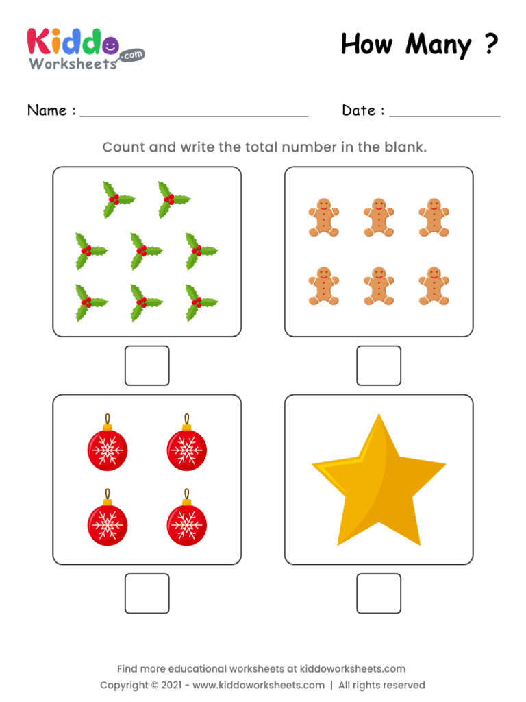 Counting Christmas Objects Worksheet | PDF