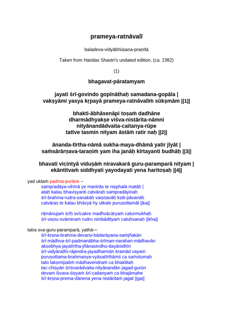 Prameya Ratnāvalī: Bhagavat-Pāratamya Insights | PDF