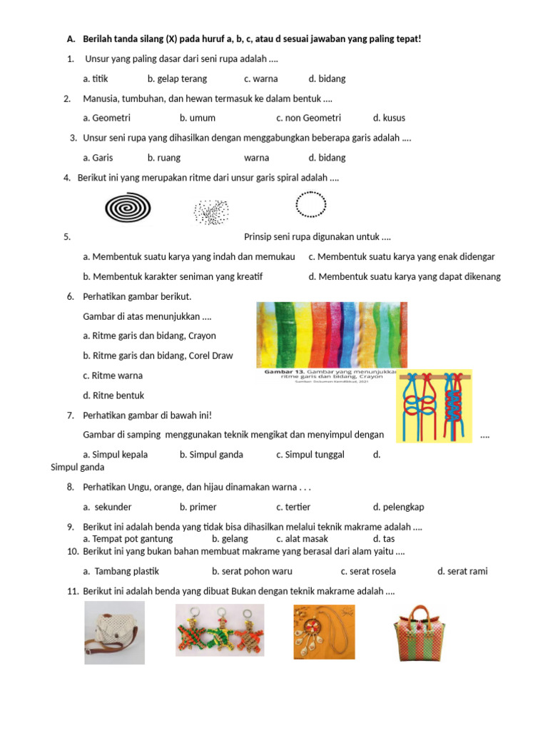 SOAL SENI RUPA KELAS 5 | PDF