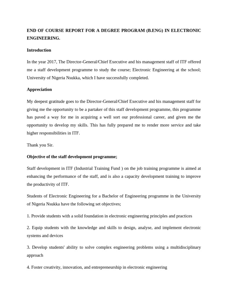 End of Course Report For A Degree Program | PDF | Mathematical Analysis ...