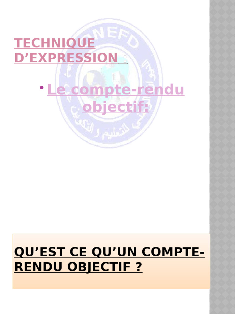 le compte-rendu objectif | PDF