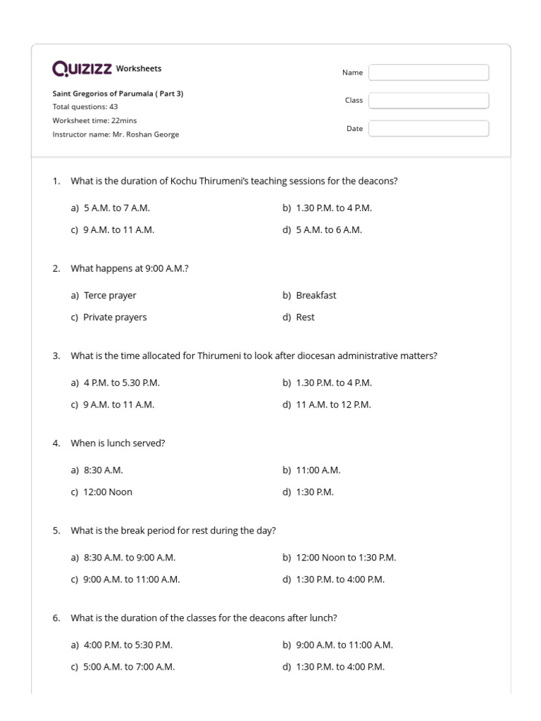 Saint Gregorios of Parumala Worksheets | PDF | Eastern Christianity ...