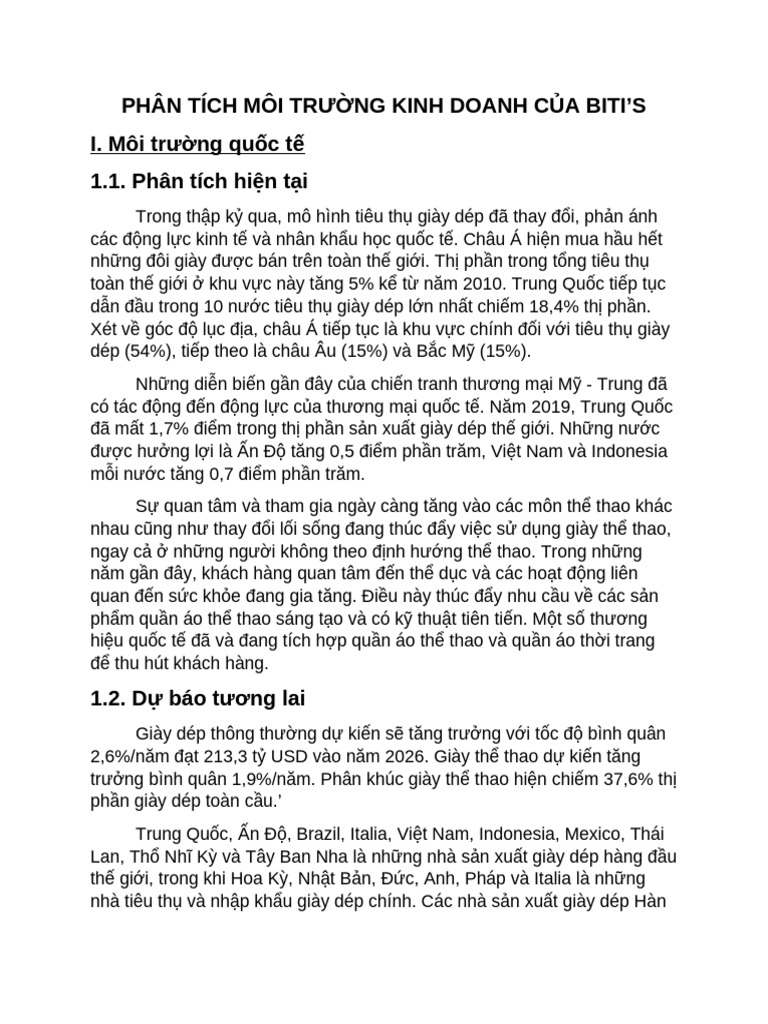 Phân Tích Môi Trư NG Kinh Doanh C A Bitis | PDF