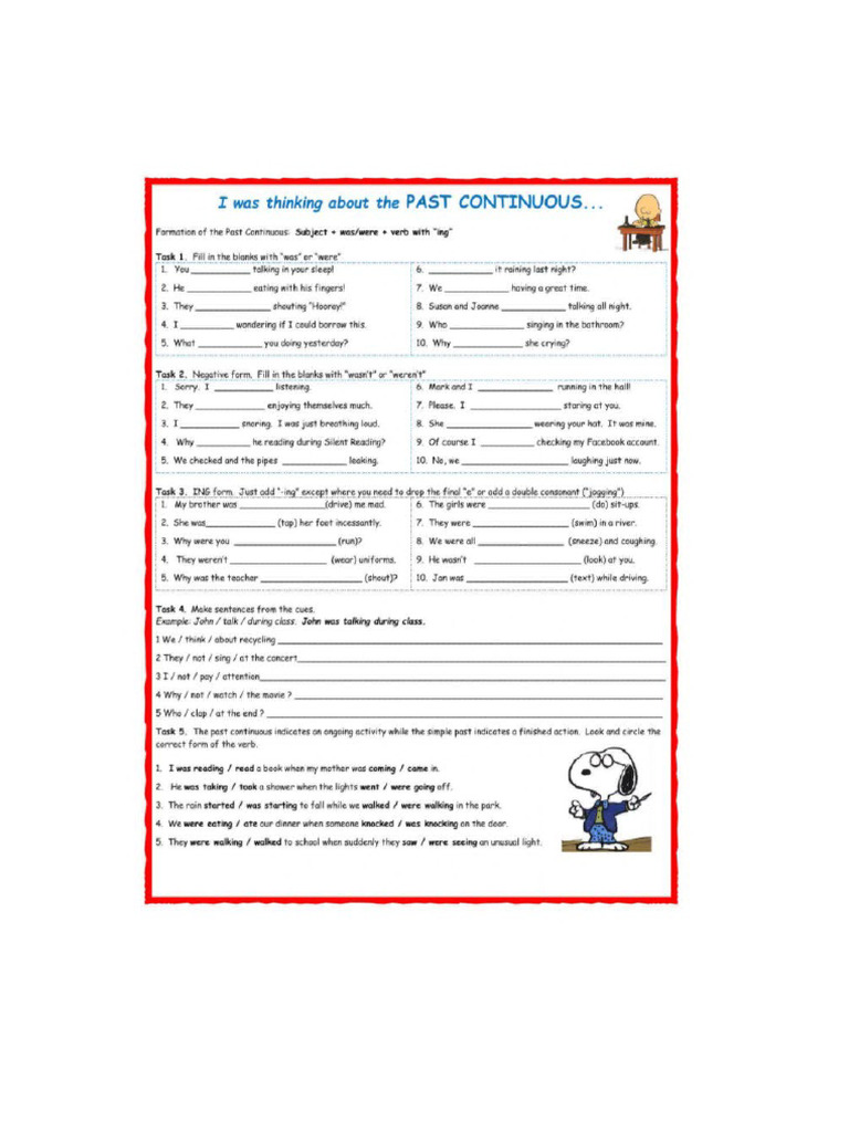 Past Continuos (Ejercicios) | PDF