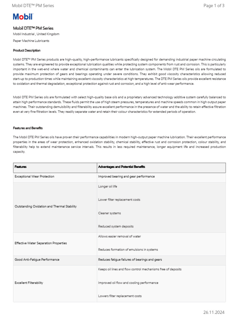 GL-XX-Mobil-DTE-PM-Series | PDF | Lubricant | Exxon Mobil
