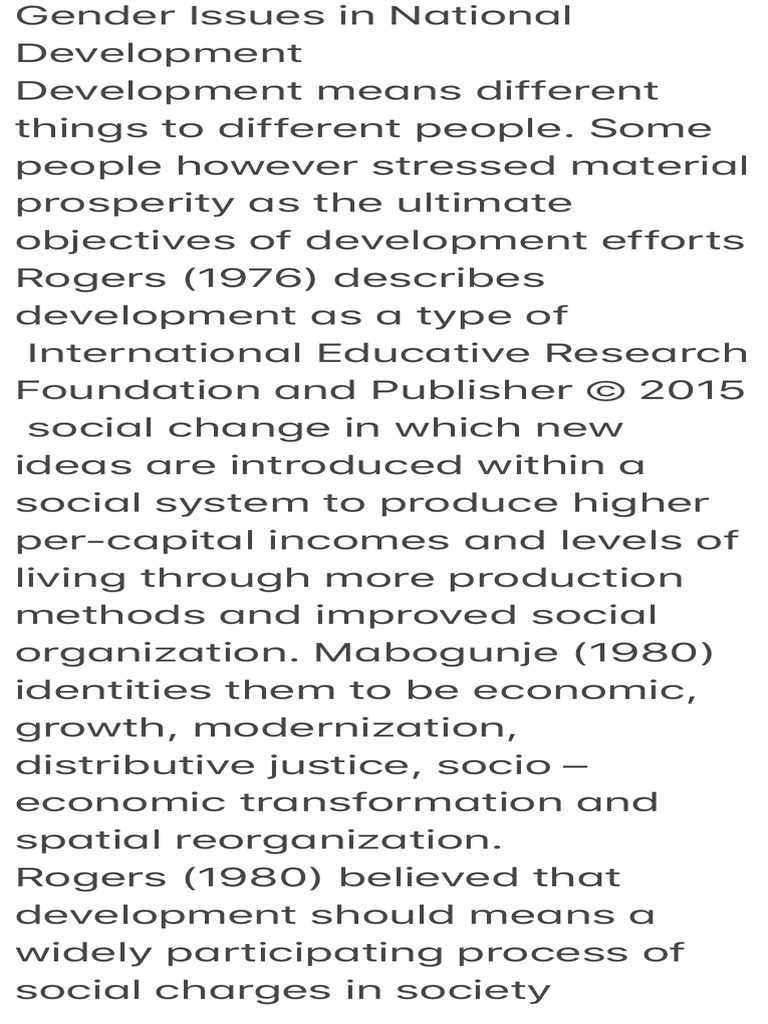 Gender Issues in National Development | PDF