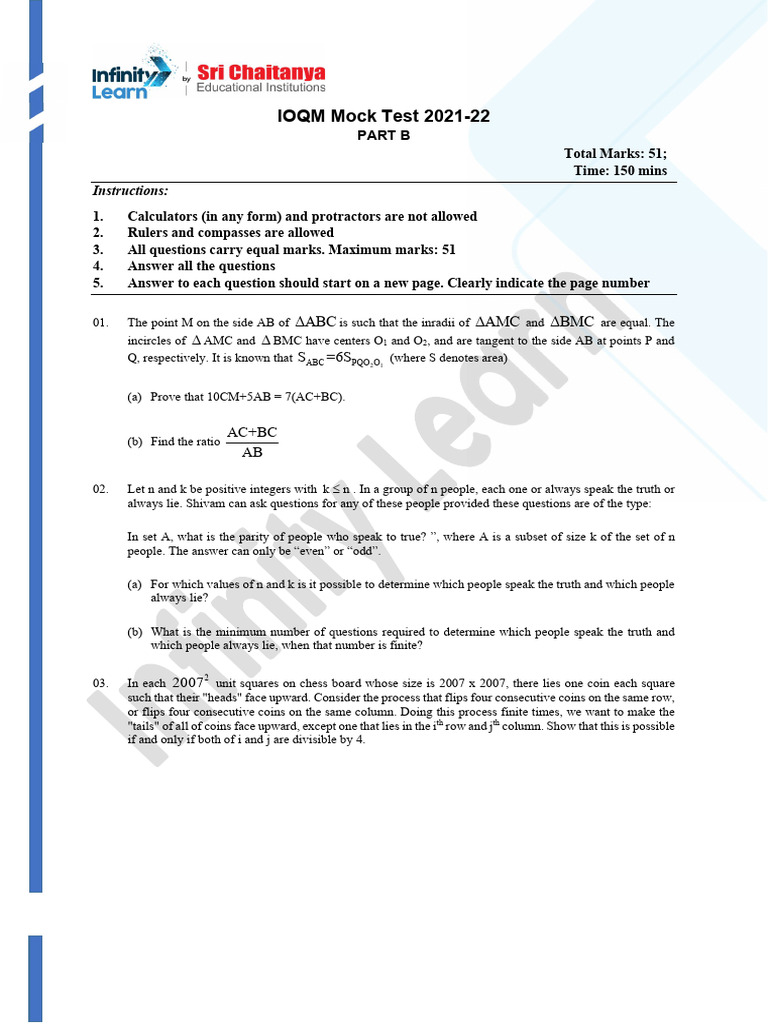 IOQM Mock 2022 Final PART B | PDF