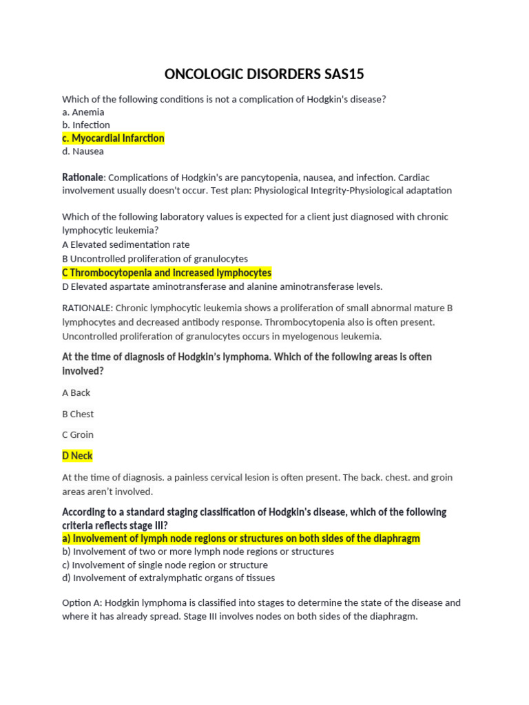 Oncologic Disorders Sas15 | PDF | Metastasis | Cancer