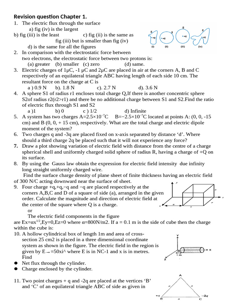 revision chapter 1 | PDF | Sphere | Electric Field