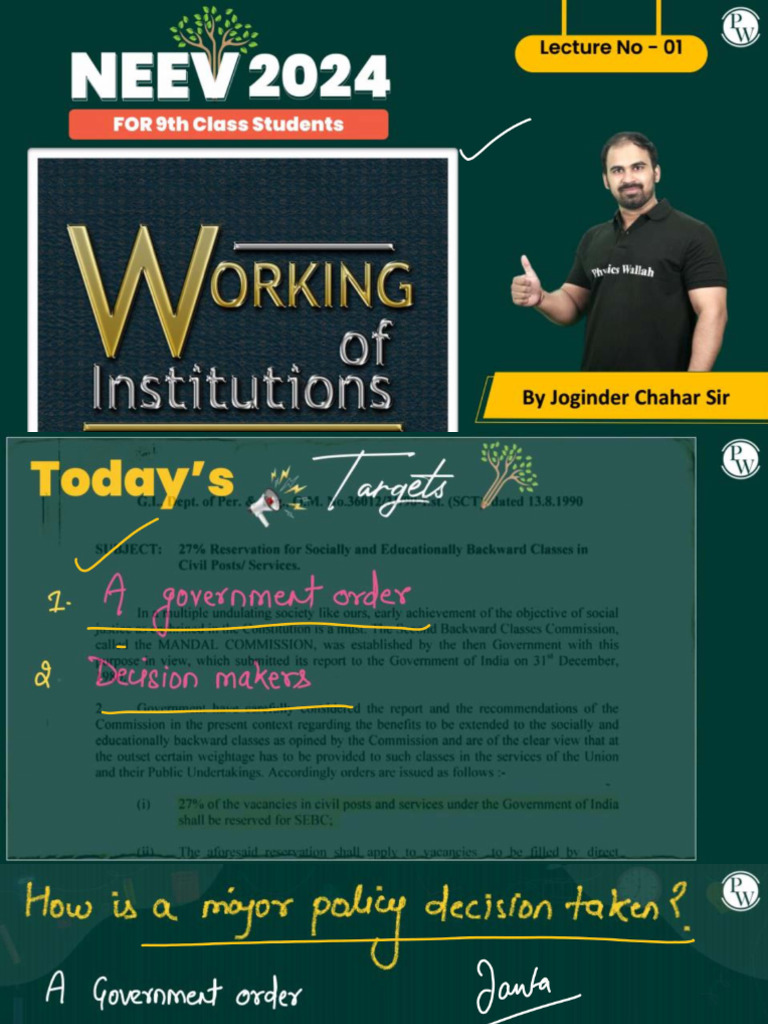 Political Science - Working Of Institutions 01 _ Class Notes __ (Neev ...