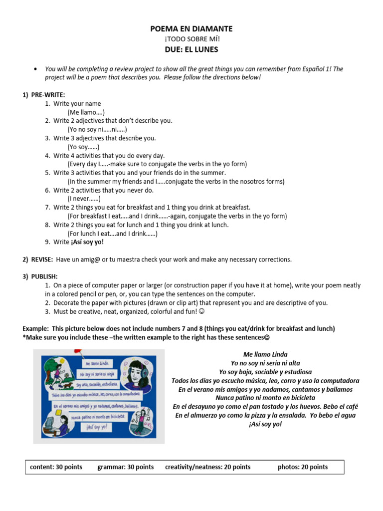 S2 - PE - POEMA Diamante Mini-Project | PDF | Linguistic Morphology ...