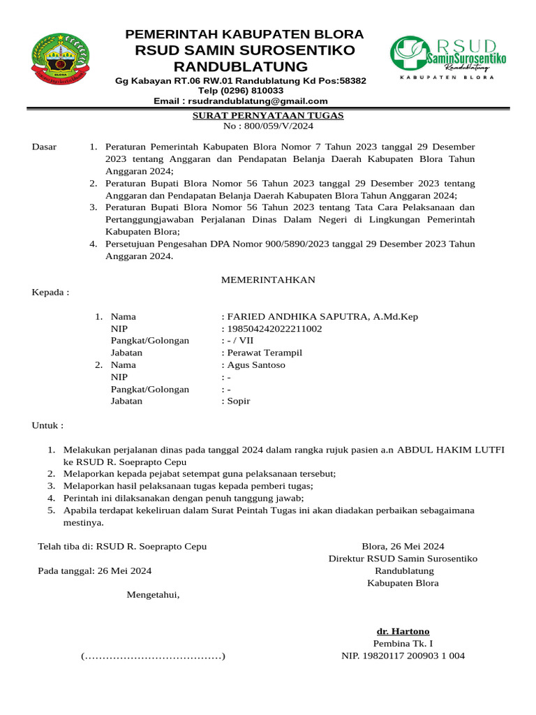 Surat Tugas Rujuk | PDF