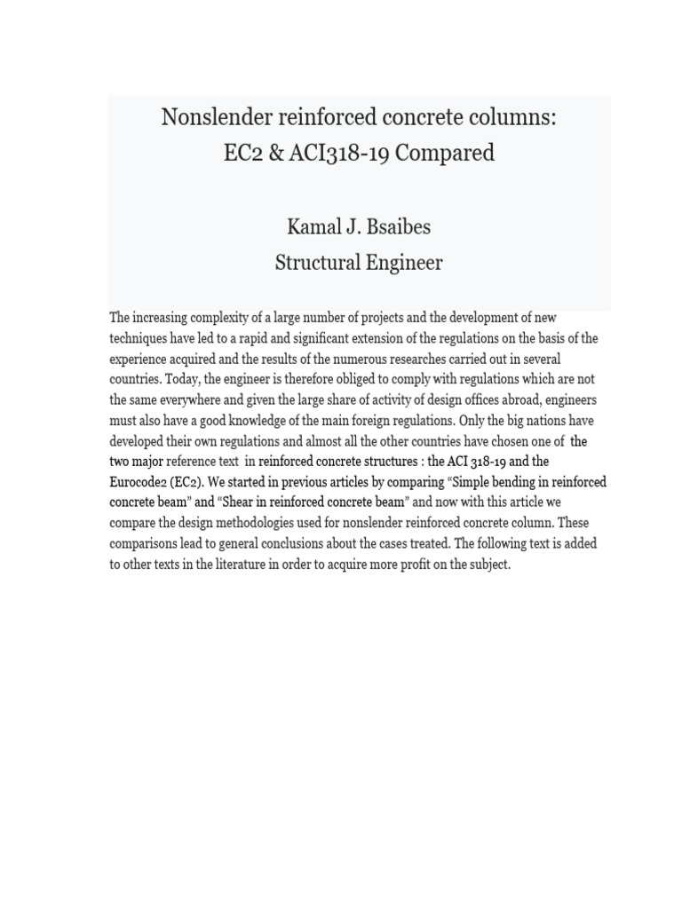 EC Vs ACI RC Columns | PDF | Beam (Structure) | Column