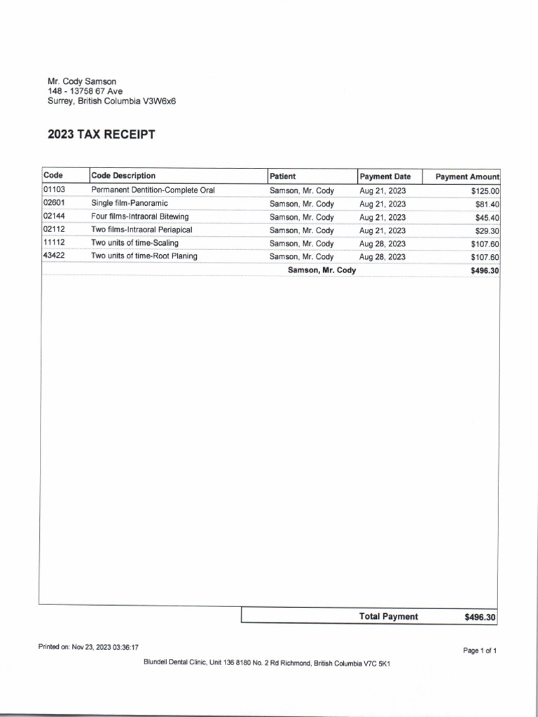 2023 Tax Receipt | PDF