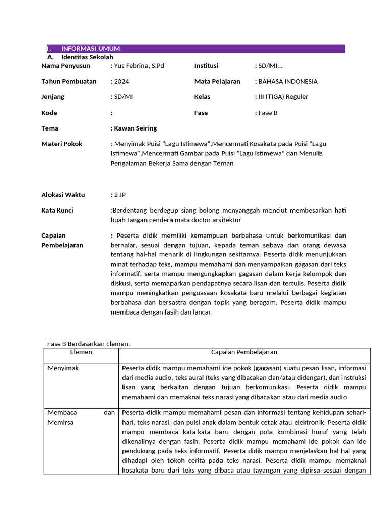 MODUL AJAR OBSERVASI YUS FEBRINA | PDF
