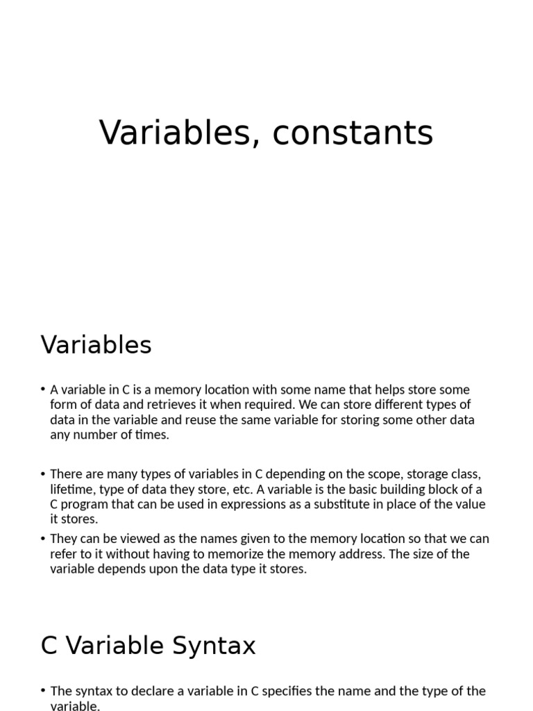 3variables Constants Pdf Variable Computer Science Data Type 7498
