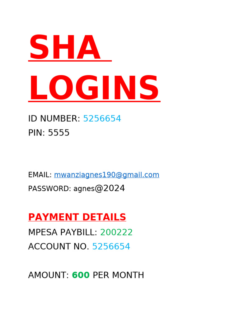 Sha Logins | PDF