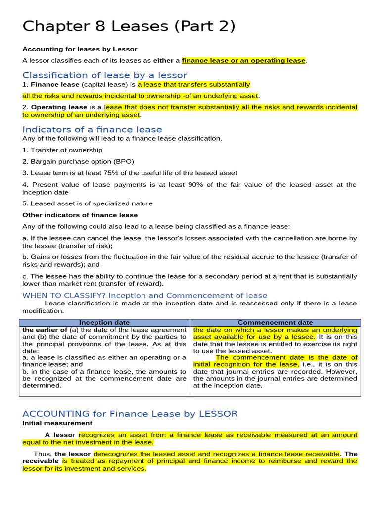 Chapter 8 Leases-edited | PDF | Lease | Financial Services