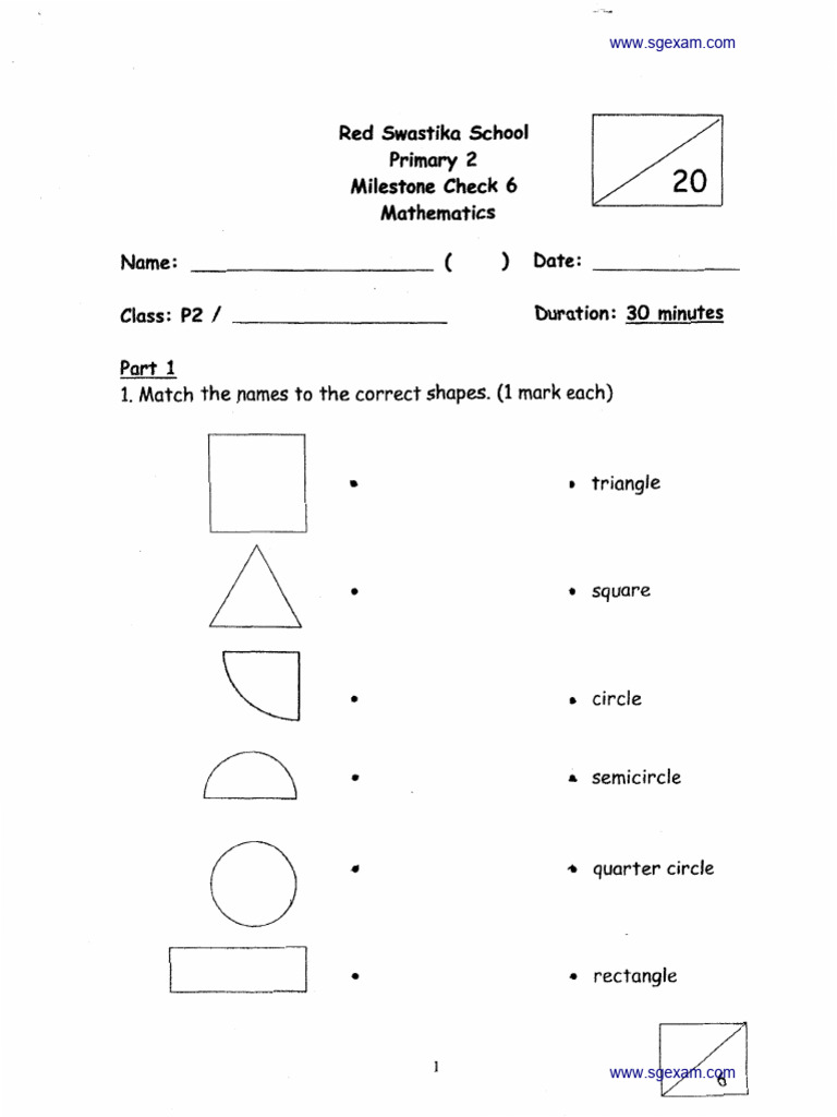 2021-P2-Maths-Milestone-Shape-Check6-Red Swastika | PDF