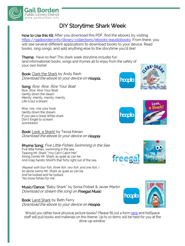 DIY Shark Week Storytime Kit | PDF