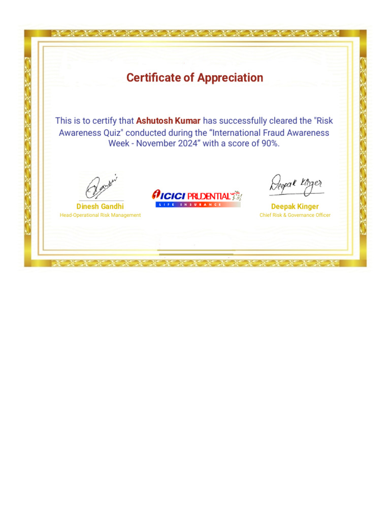 Ipru certificate Ashutosh | PDF