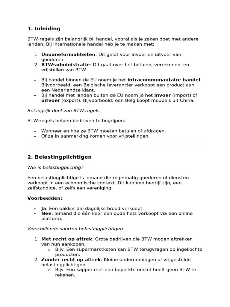 BTW Samenvatting | PDF