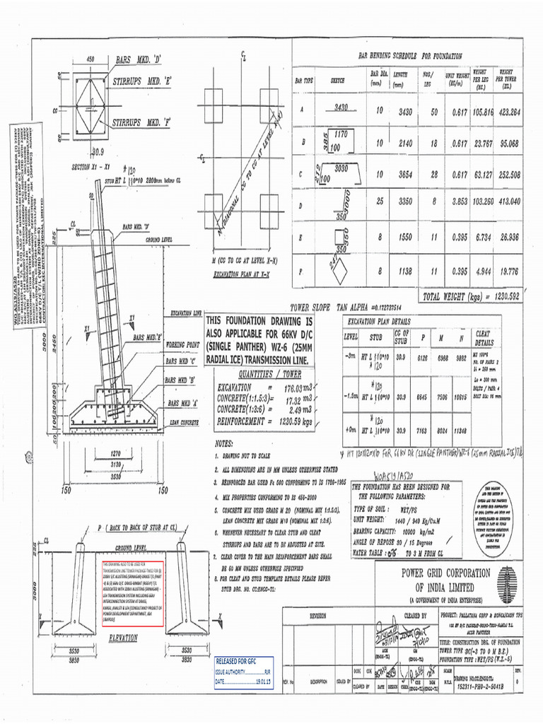 GFC Transmission Line Tower Drawing | PDF