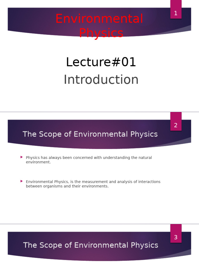 Lecture - 01 Environmental Physics | PDF | Earth Sciences | Natural ...